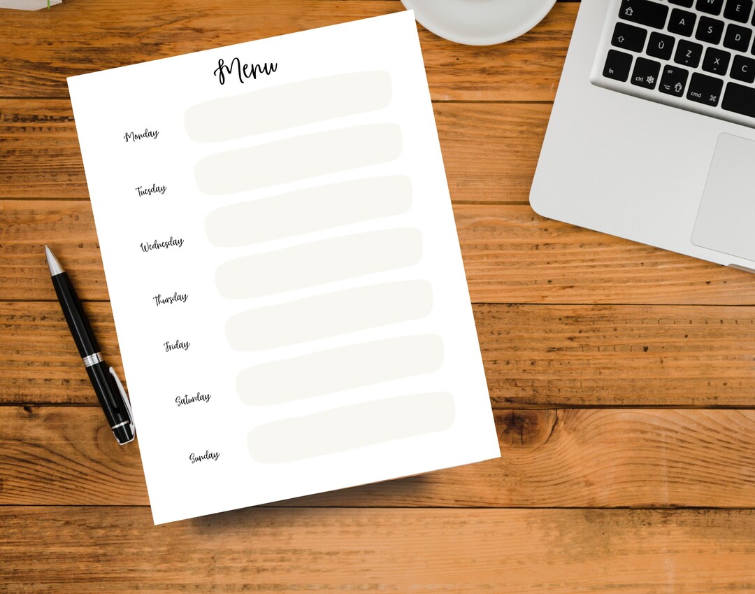 Printable Weekly Menu List Instant Download Menu Planner - Etsy