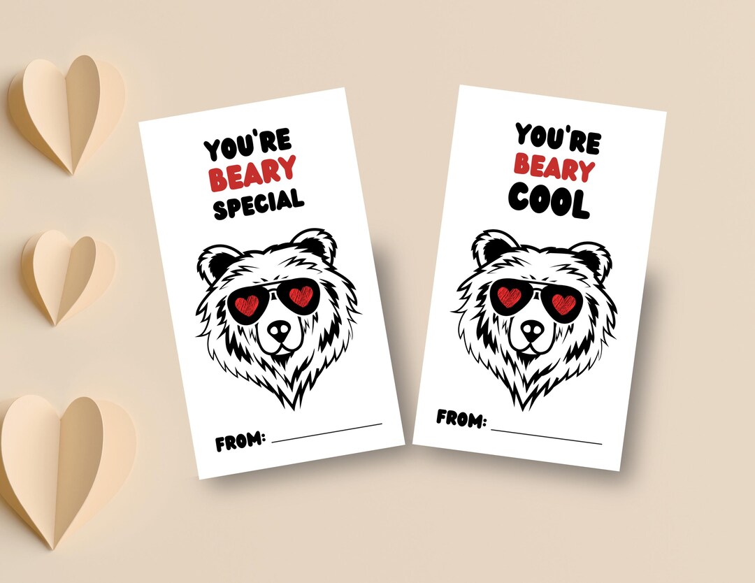 Bear Valentine's Day Cards - Boys Classroom Printable - Digital ...