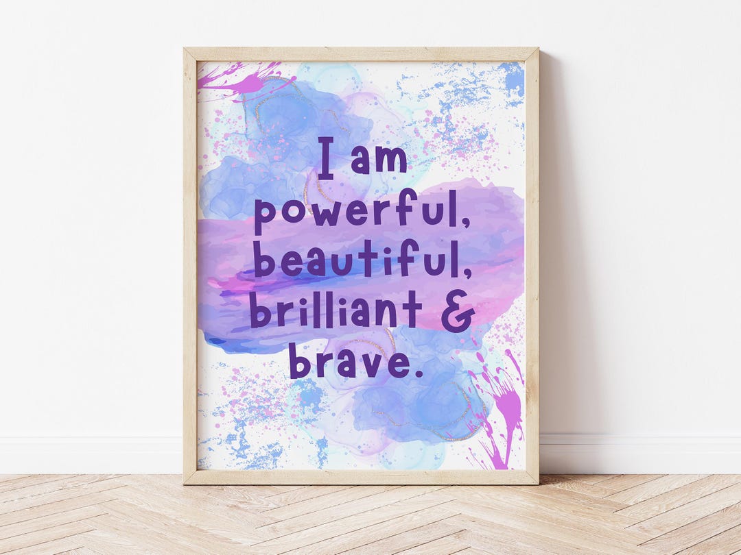 Empowering Girls Room Decor: "i Am Powerful" Printable Art (instant ...