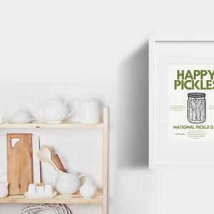 Happy Pickles Poster – National Pickle Day Art Print – Fun Pickle Facts ...