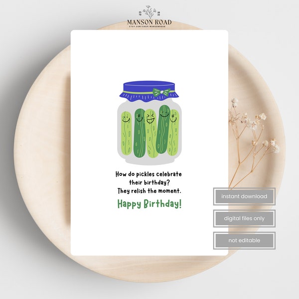 Funny Pickle Joke Birthday Card Printable How Do Pickles - Etsy