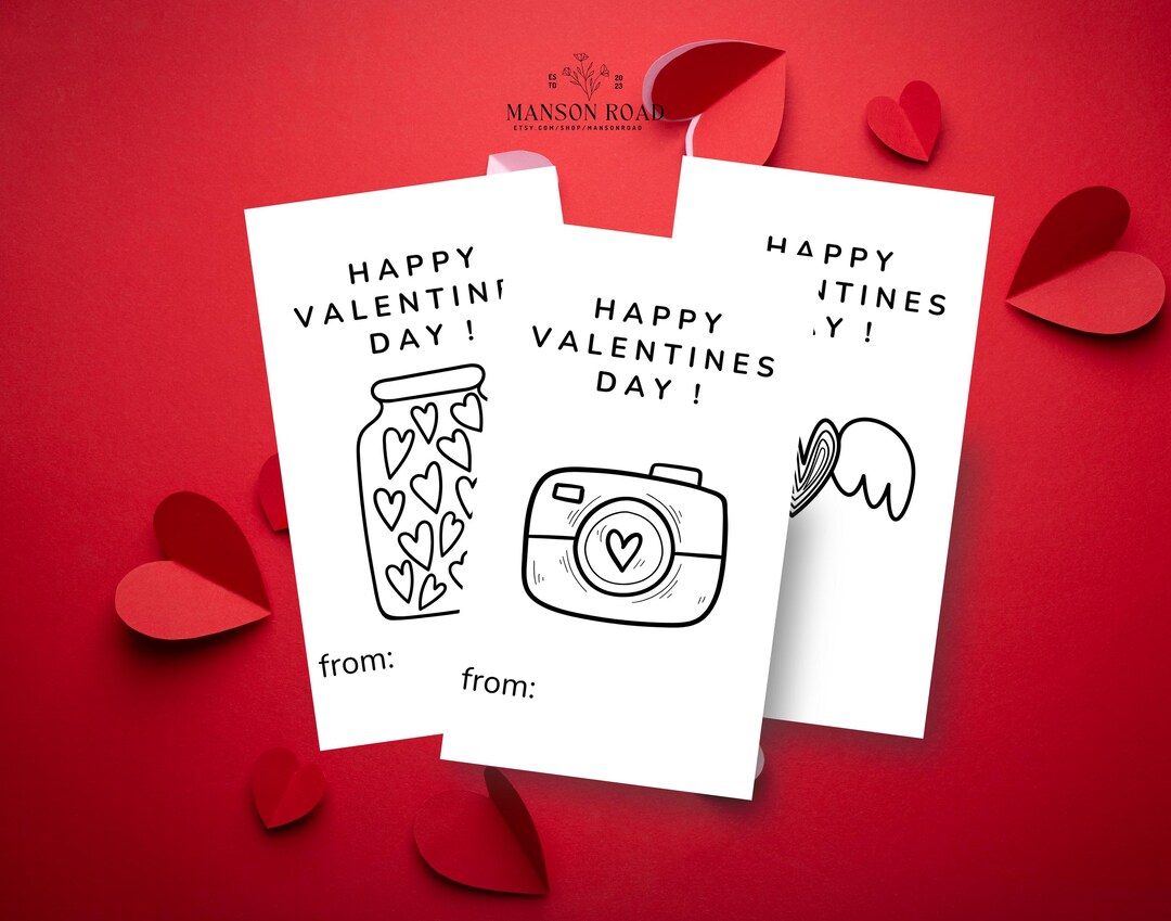 Color Your Own Valentine Cards - Printable Classroom Valentines ...