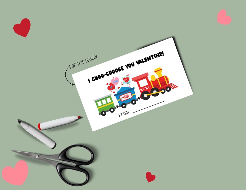 Train Valentine Cards for Kids - Choo Choo Classroom Printable ...