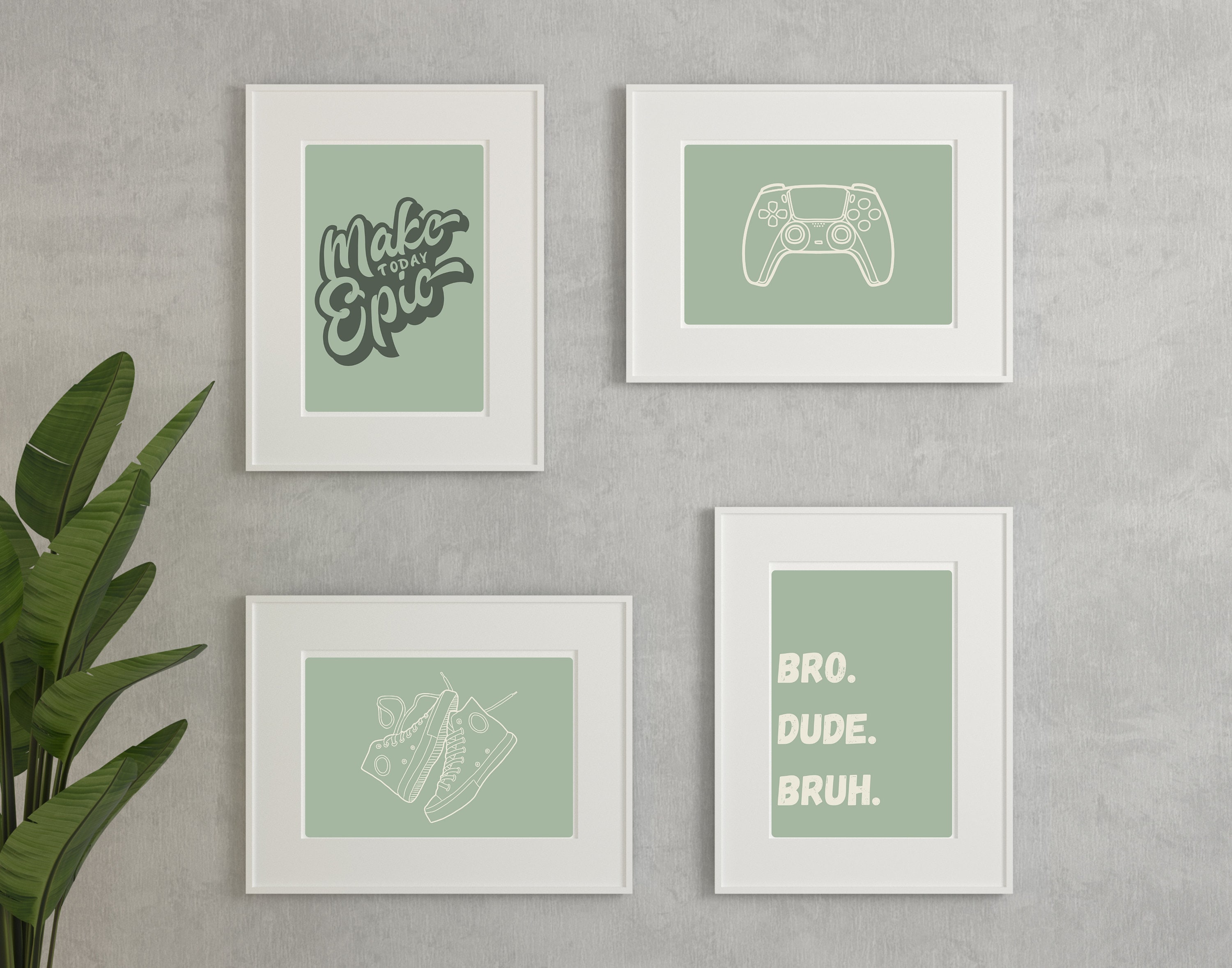 Teen Boy Print Bundle Green Kids Room Art Make Today Epic Bro. Dude ...