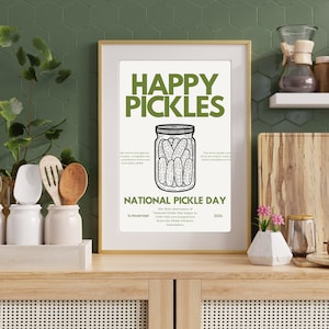 Happy Pickles Poster – National Pickle Day Art Print – Fun Pickle Facts ...