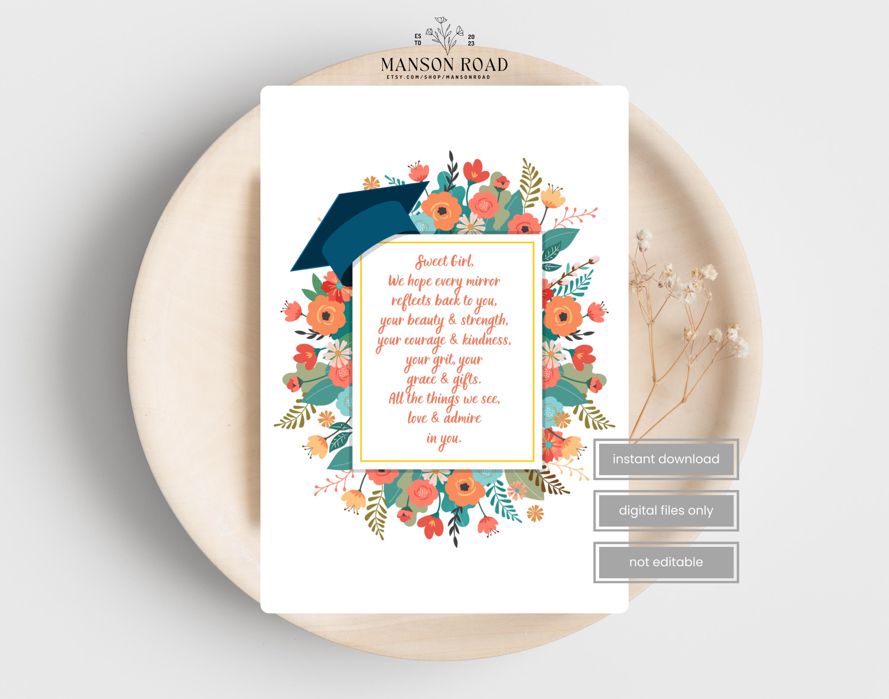 Sweet Girl Graduation Card Instant Download for Her Big Day - Etsy