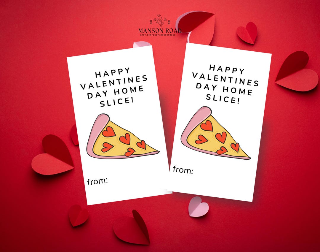 Pizza Valentine Cards Printable Classroom Valentines Instant Download ...