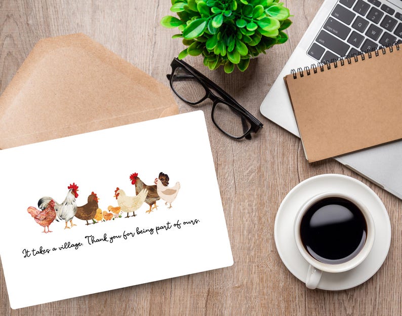 Chicken Thank You Card - It Takes A Village Printable - Digital ...