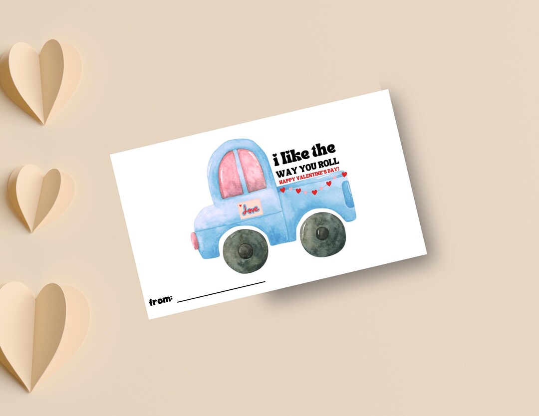Blue Truck Valentine Cards for Kids - Vehicle Classroom Printable ...
