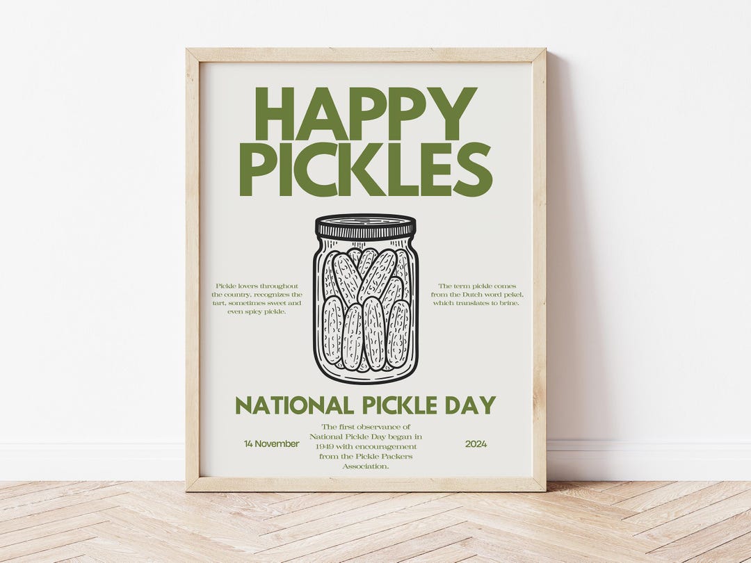 Happy Pickles Poster – National Pickle Day Art Print – Fun Pickle Facts ...