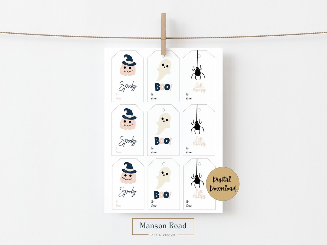 Printable Halloween Treat Bag Tags Cute Spooky Halloween - Etsy