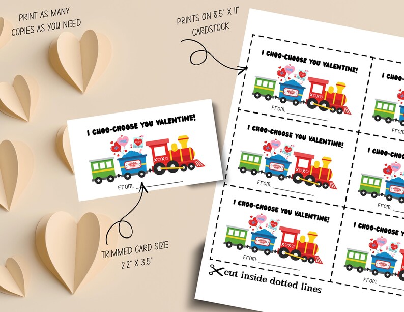 Train Valentine Cards for Kids - Choo Choo Classroom Printable ...