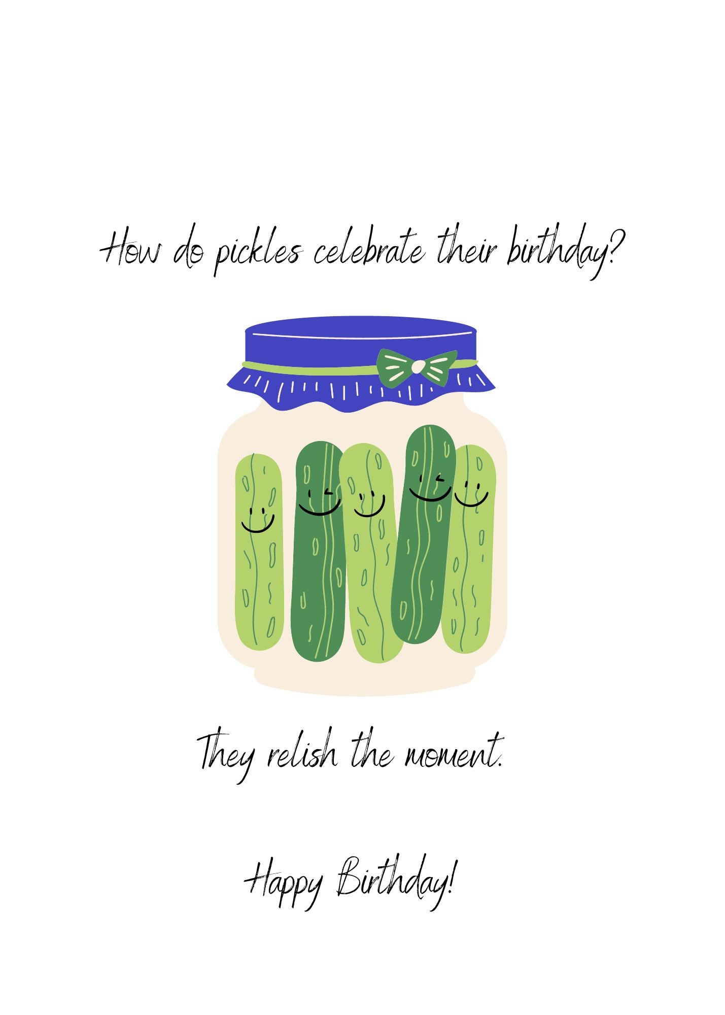 Pickle Birthday Card Funny Birthday Card Pickle Lover Card - Etsy