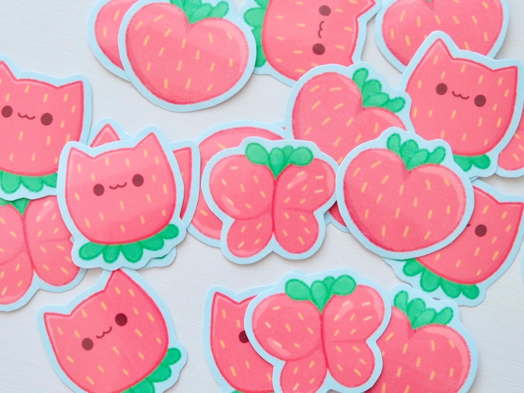 Strawberry Assorted Sticker Pack Cute Waterproof Sticker Kawaii Sticker ...