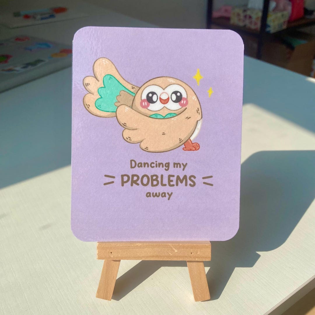Cute Dancing Rowlet Pokémon Print, Dancing My Problems Away ...