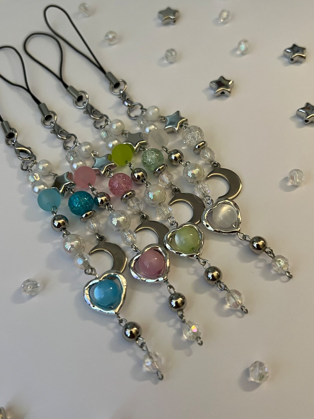 Heart Phone Charm Moon Phone Charm - Etsy