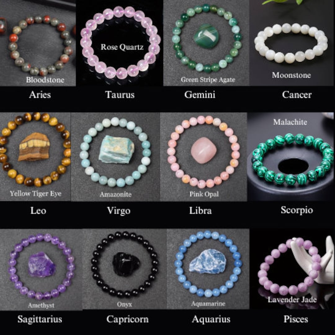Healing Bracelet, Zodiac Sign Bracelets, Gift for Her, Gemstone ...