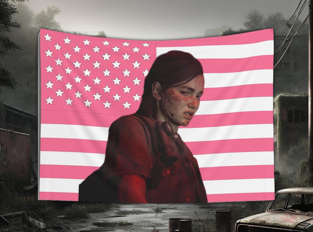 Ellie the Last of Us Pink American Flag Tapestry 36" X 26" | Wall Art ...