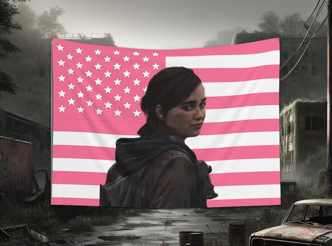 Ellie the Last of Us Pink American Flag Tapestry 36" X 26" | Wall Art ...