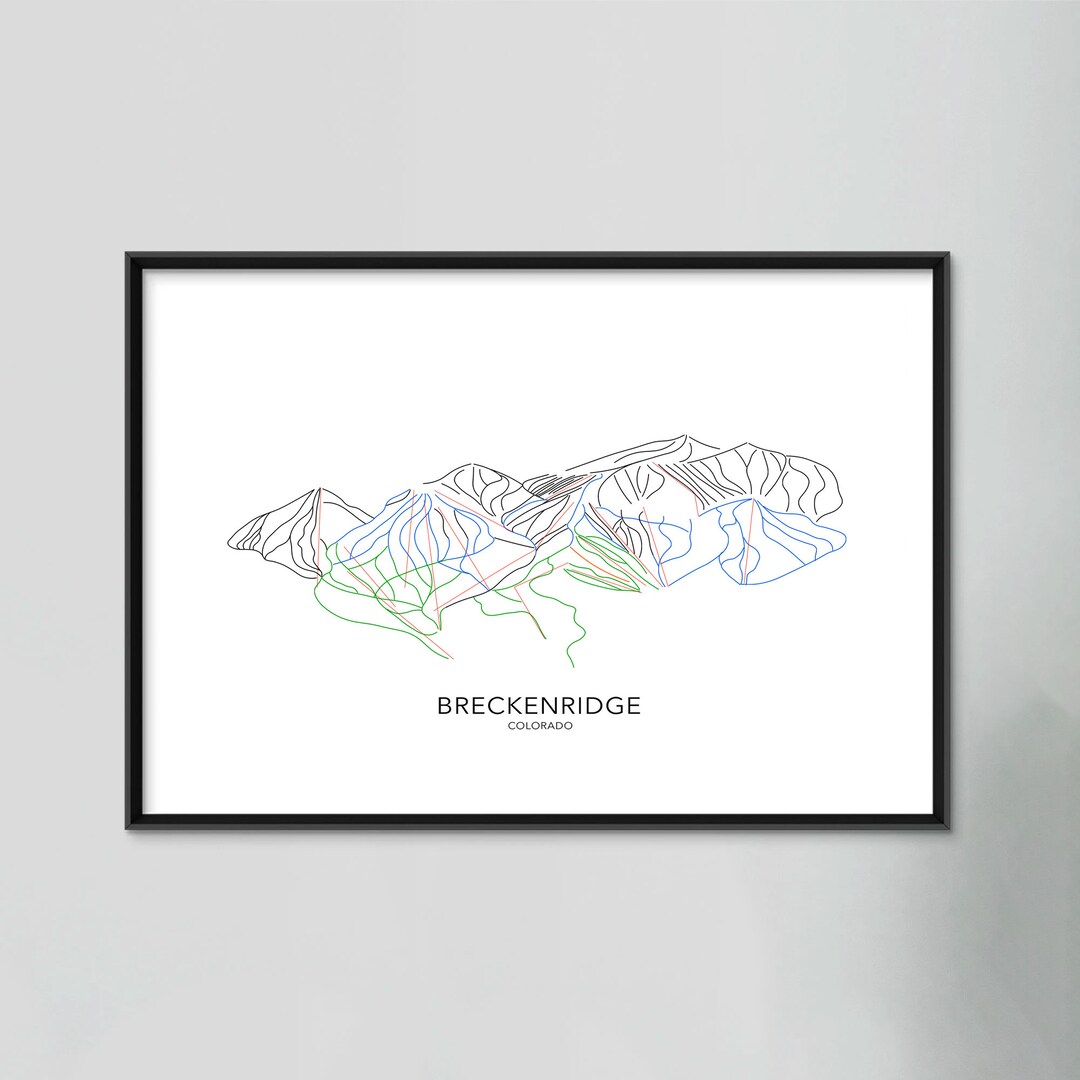 Minimalistic Breckenridge Trail Map, Ski Art, Apres Ski Decor, Cabin ...