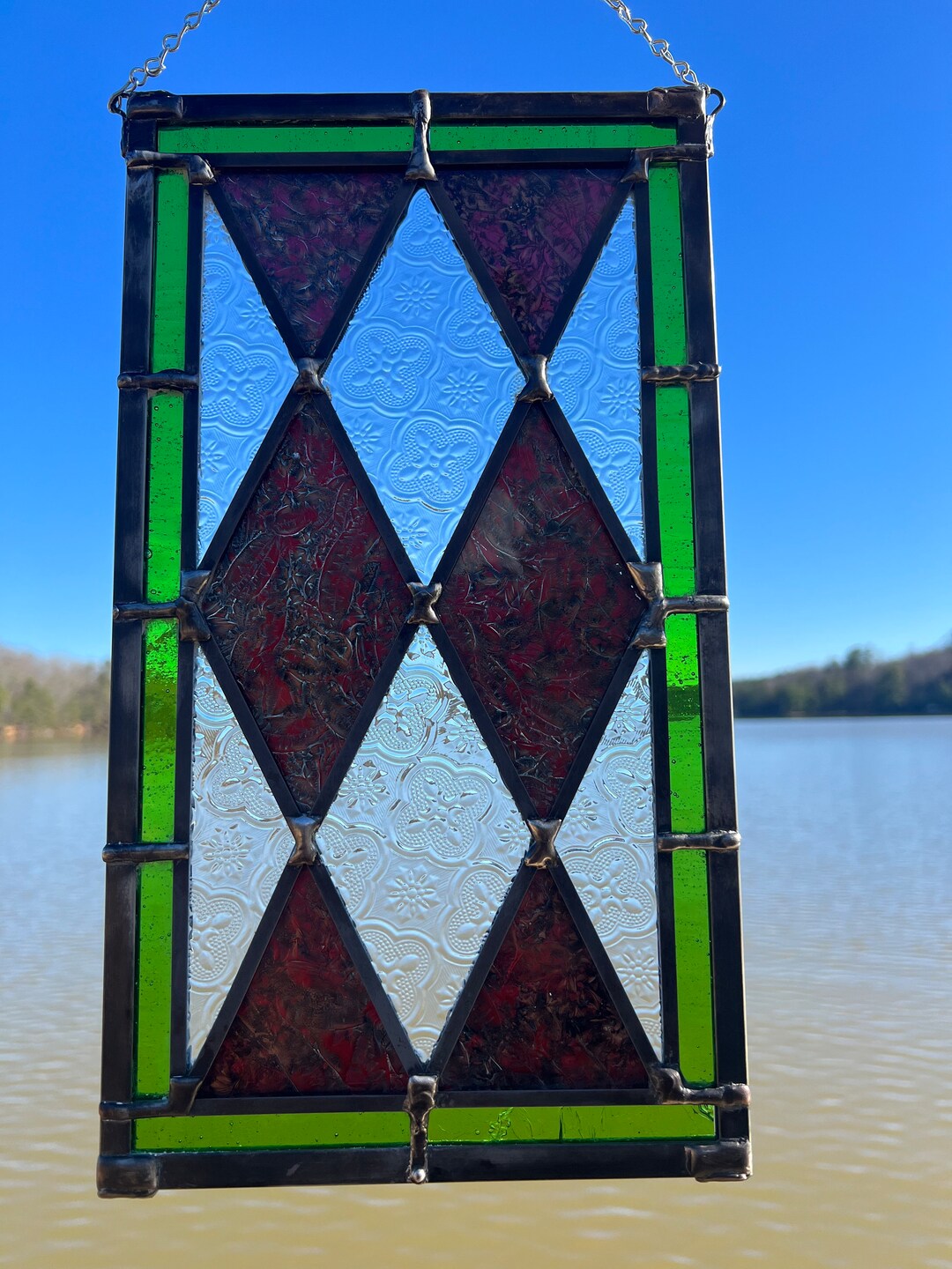 7.5in X 13in Traditional Diamond Stained Glass Panel - Etsy
