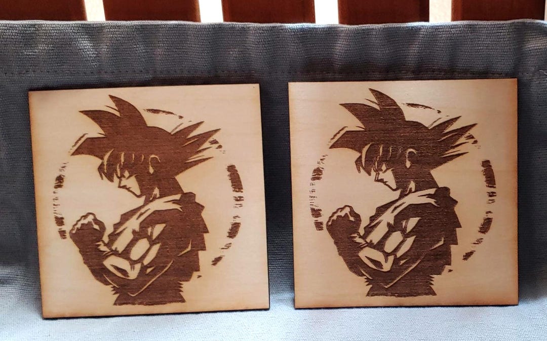 GOKU Dragonball Z Set of 2 Laser Engraved Coasters Super Saiyan Great ...