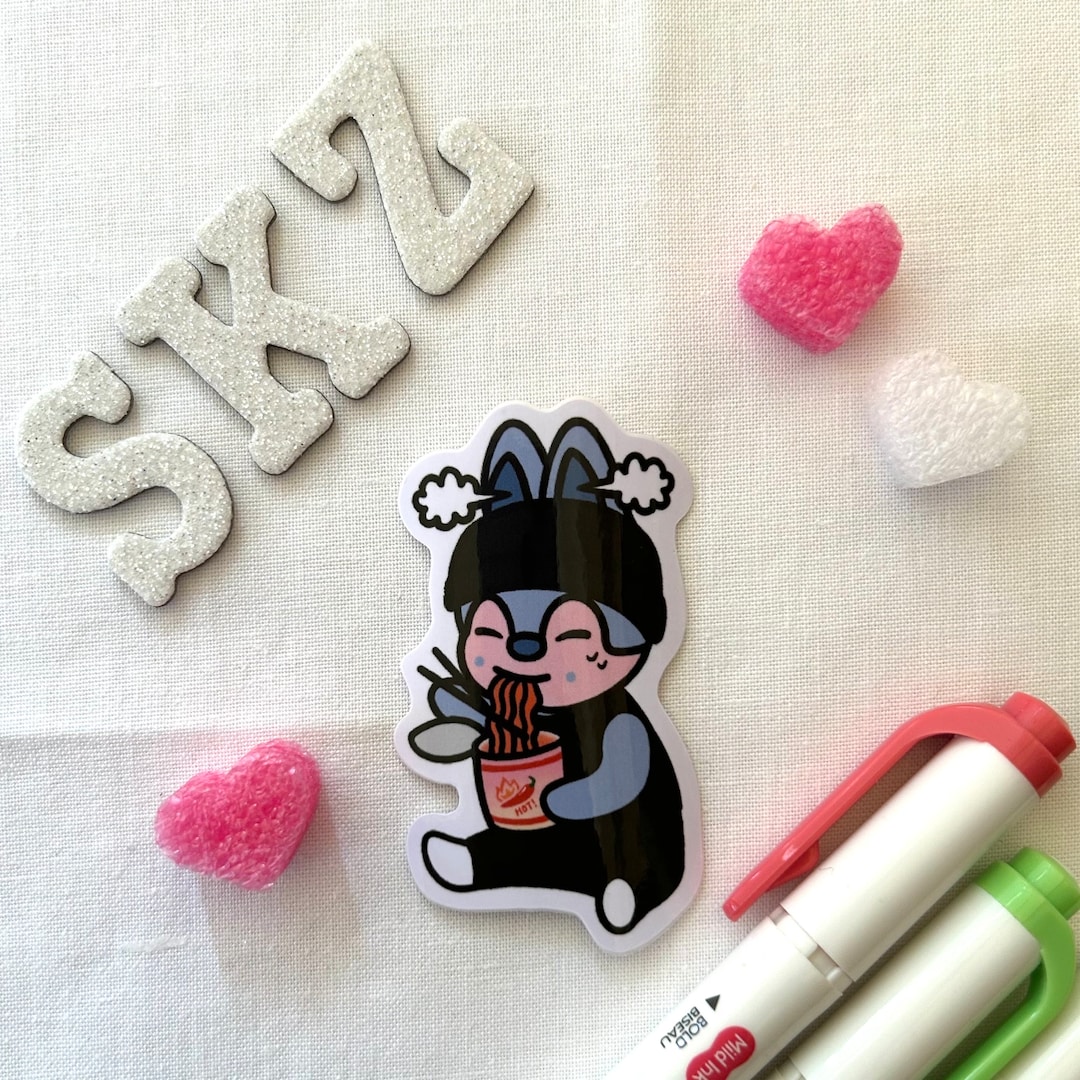 Stray Kids Skzoo Bang Chan Wolf Chan Eating Spicy Noodles Sticker - Etsy