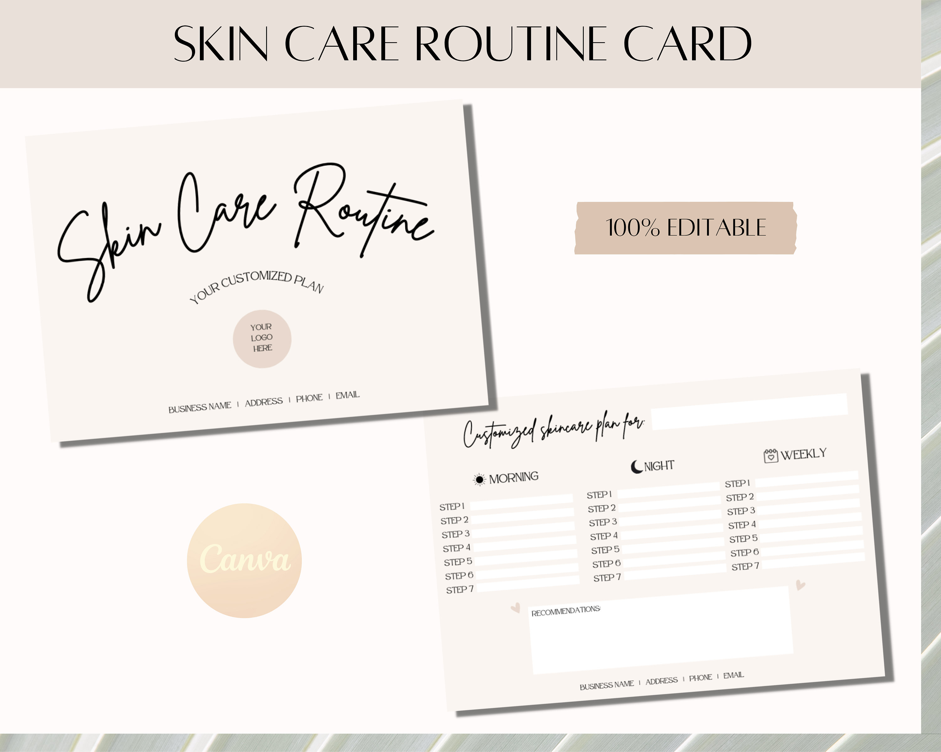 Editable Esthetician Template Skincare Routine Aftercare Card Edit in ...