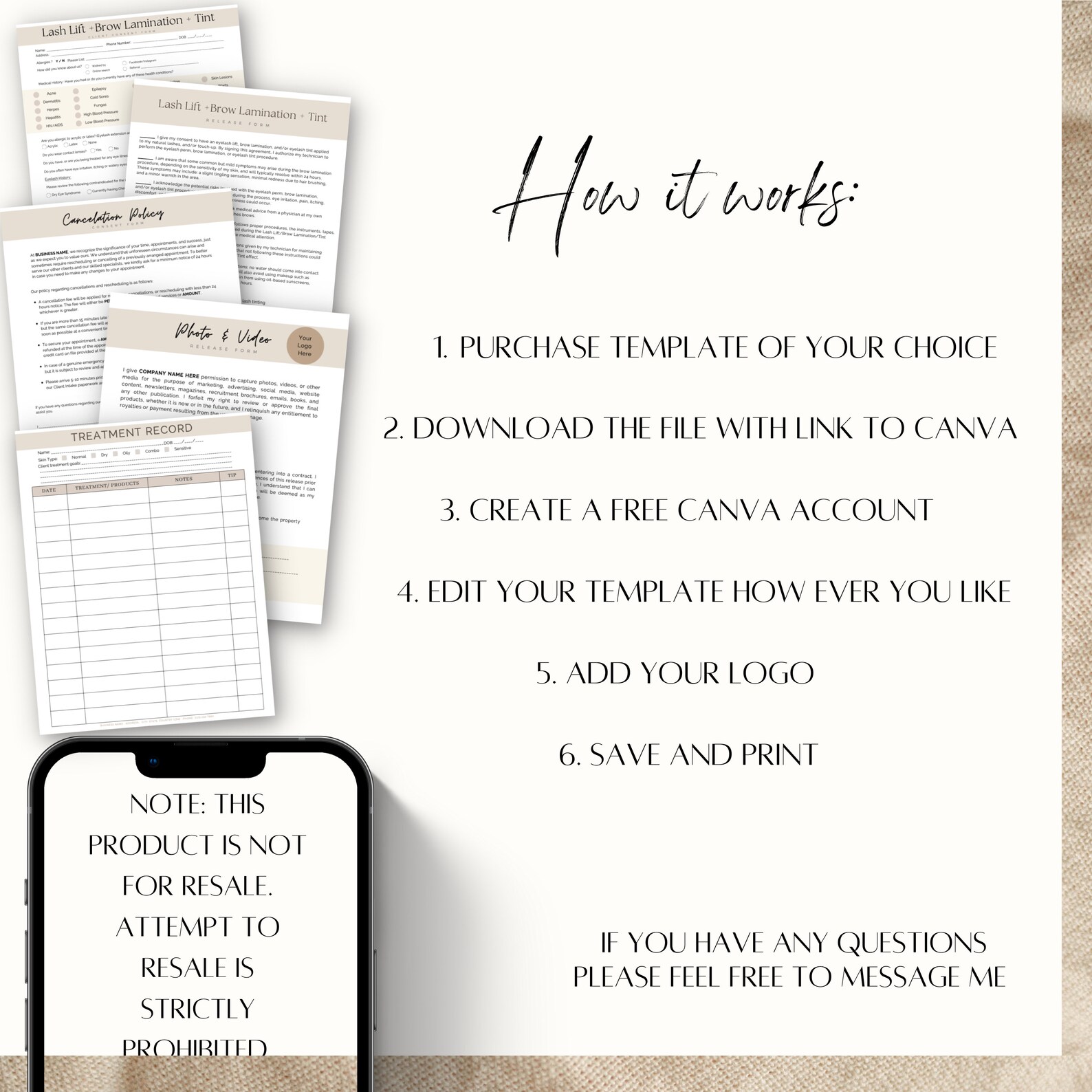 Editable and Printable Brow Lamination + Lash Lift + Tint Form,intake ...