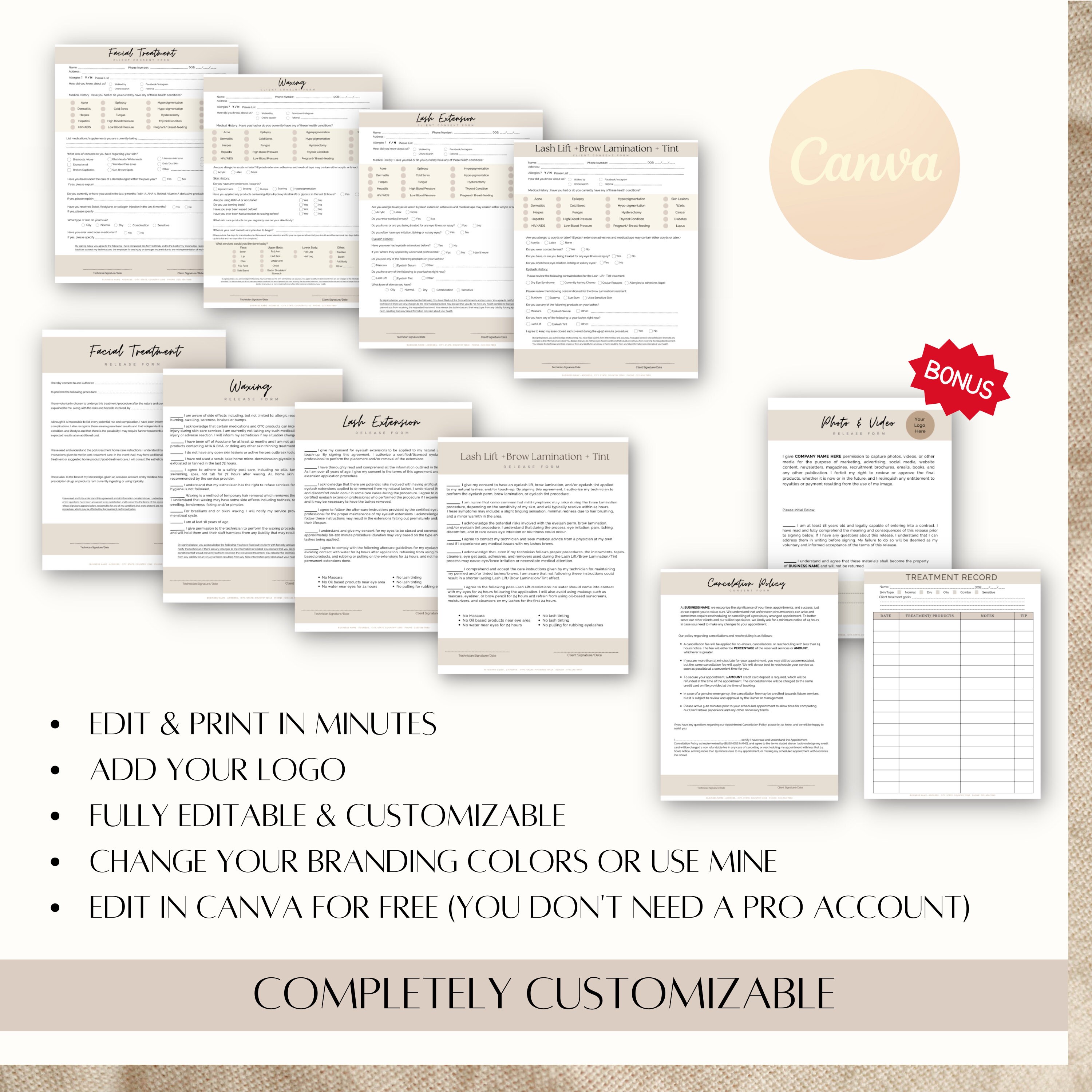 Editable Esthetician Mega Form Bundle,printable Skincare Consent Forms ...