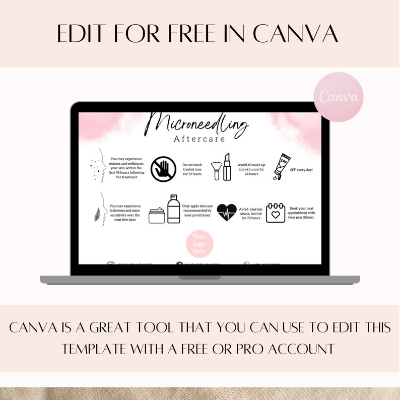 Editable Microneedling Aftercare Card Template, Aftercare Card, Canva ...