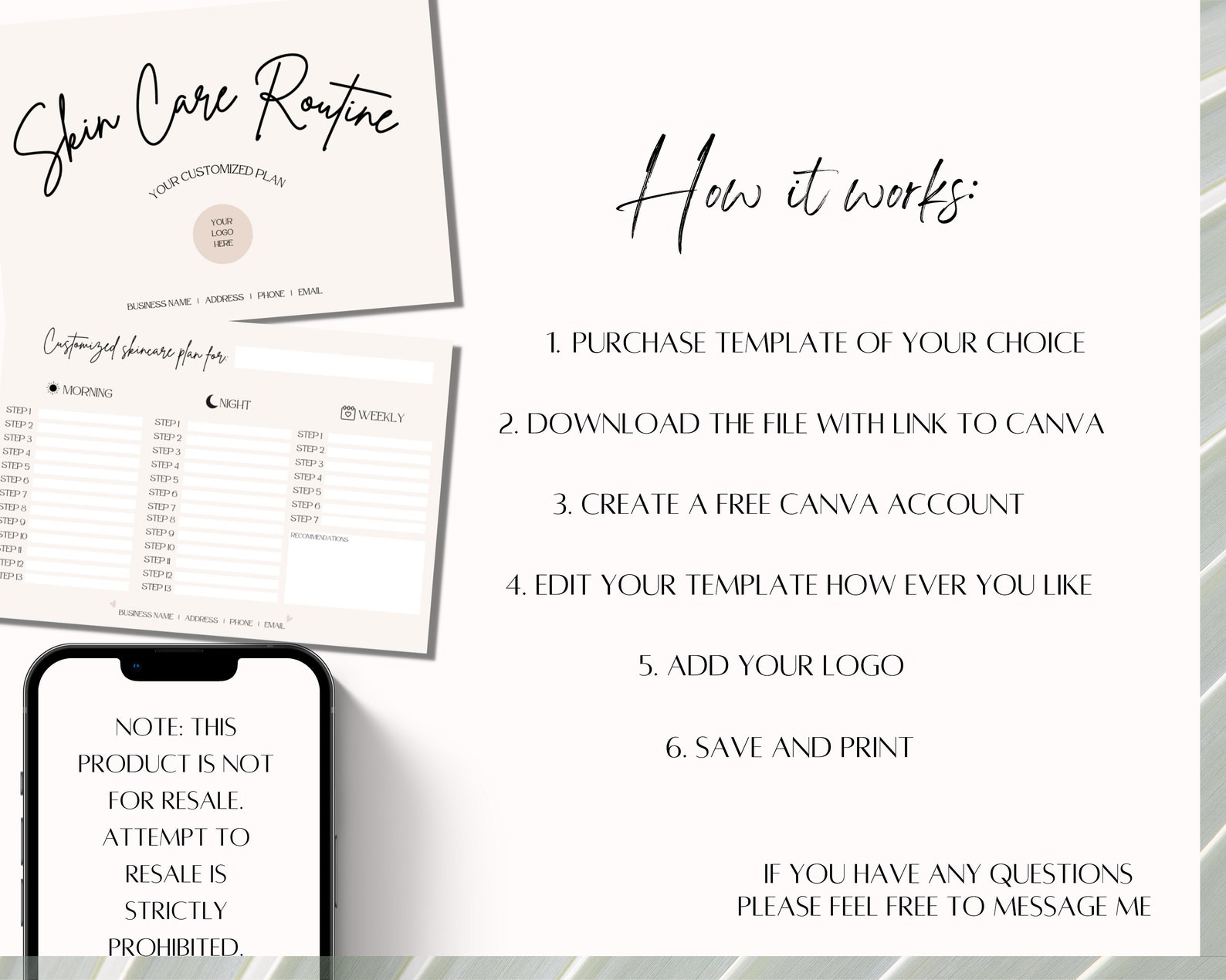 Editable Esthetician Template Skincare Routine Aftercare Card Edit in ...