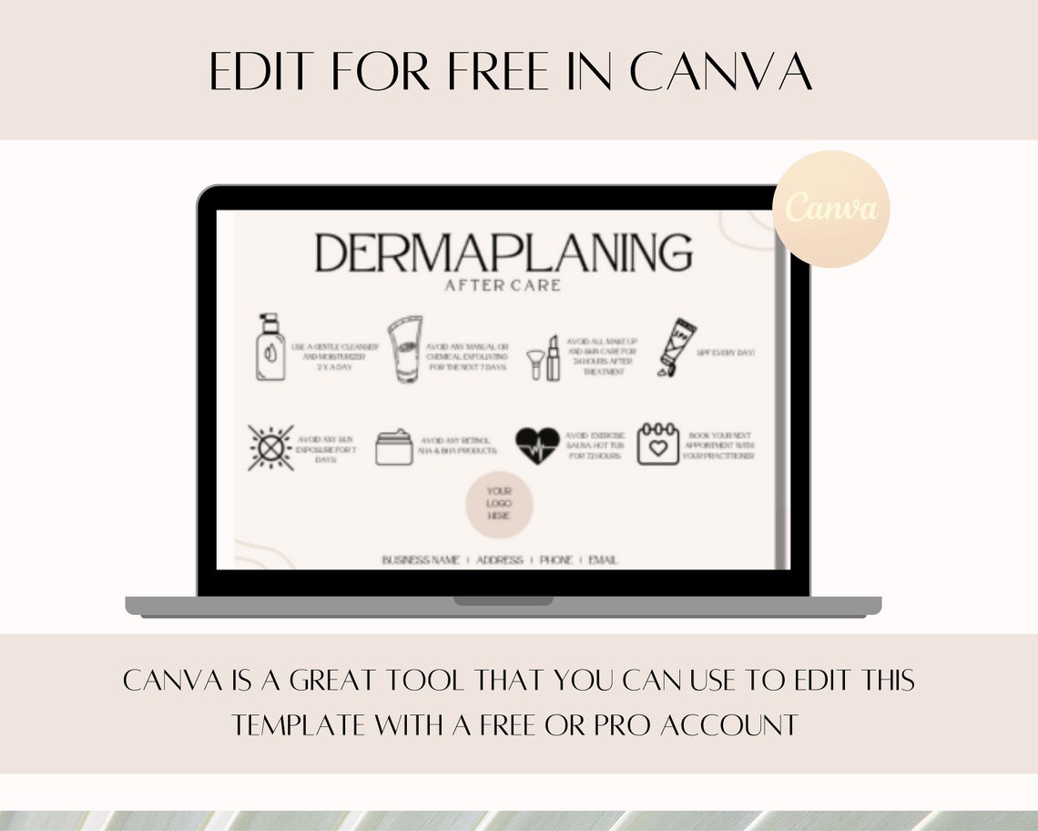 Editable Dermaplaning Aftercare Card Template, Facial Template ...