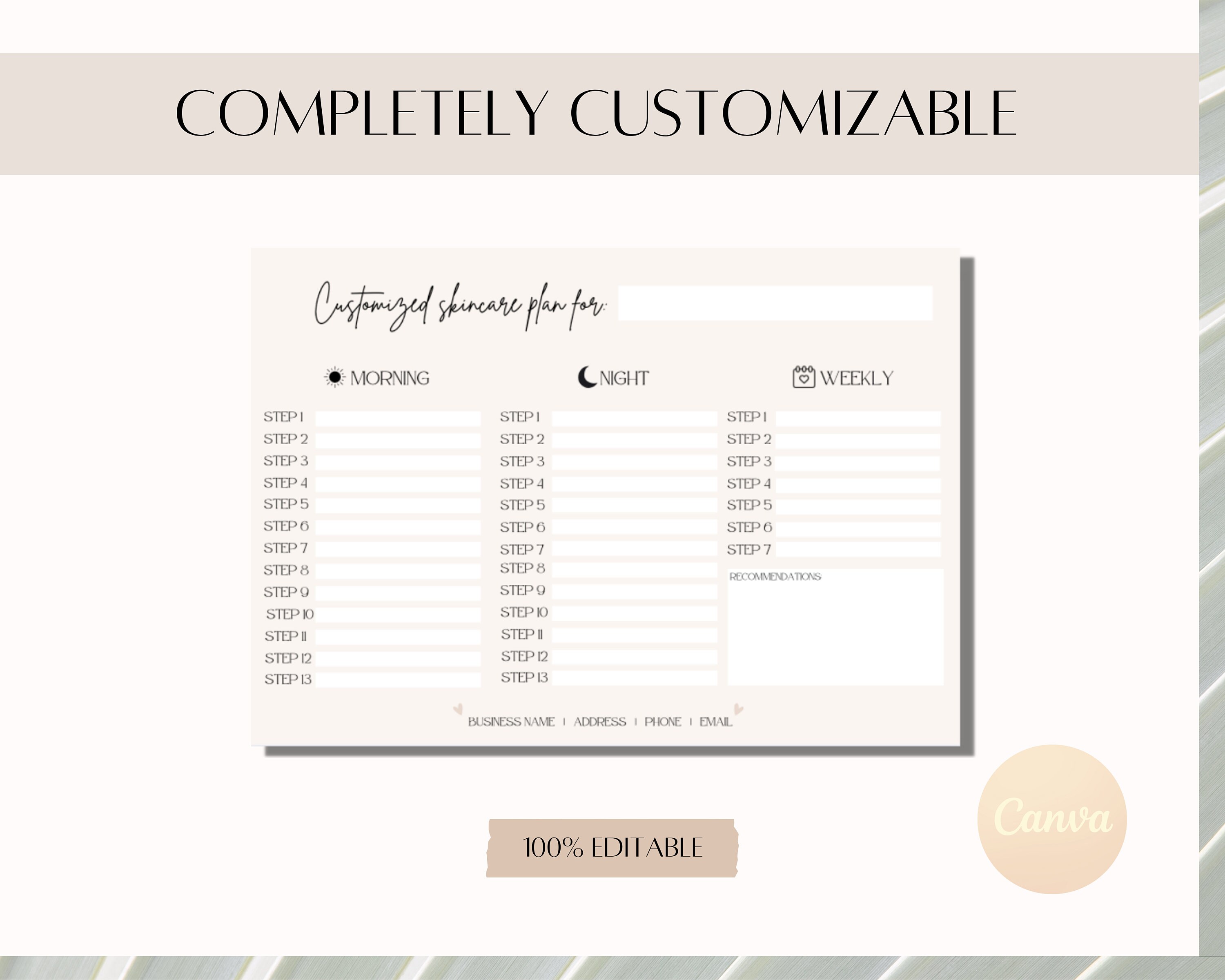 Editable Esthetician Template Skincare Routine Aftercare Card Edit in ...