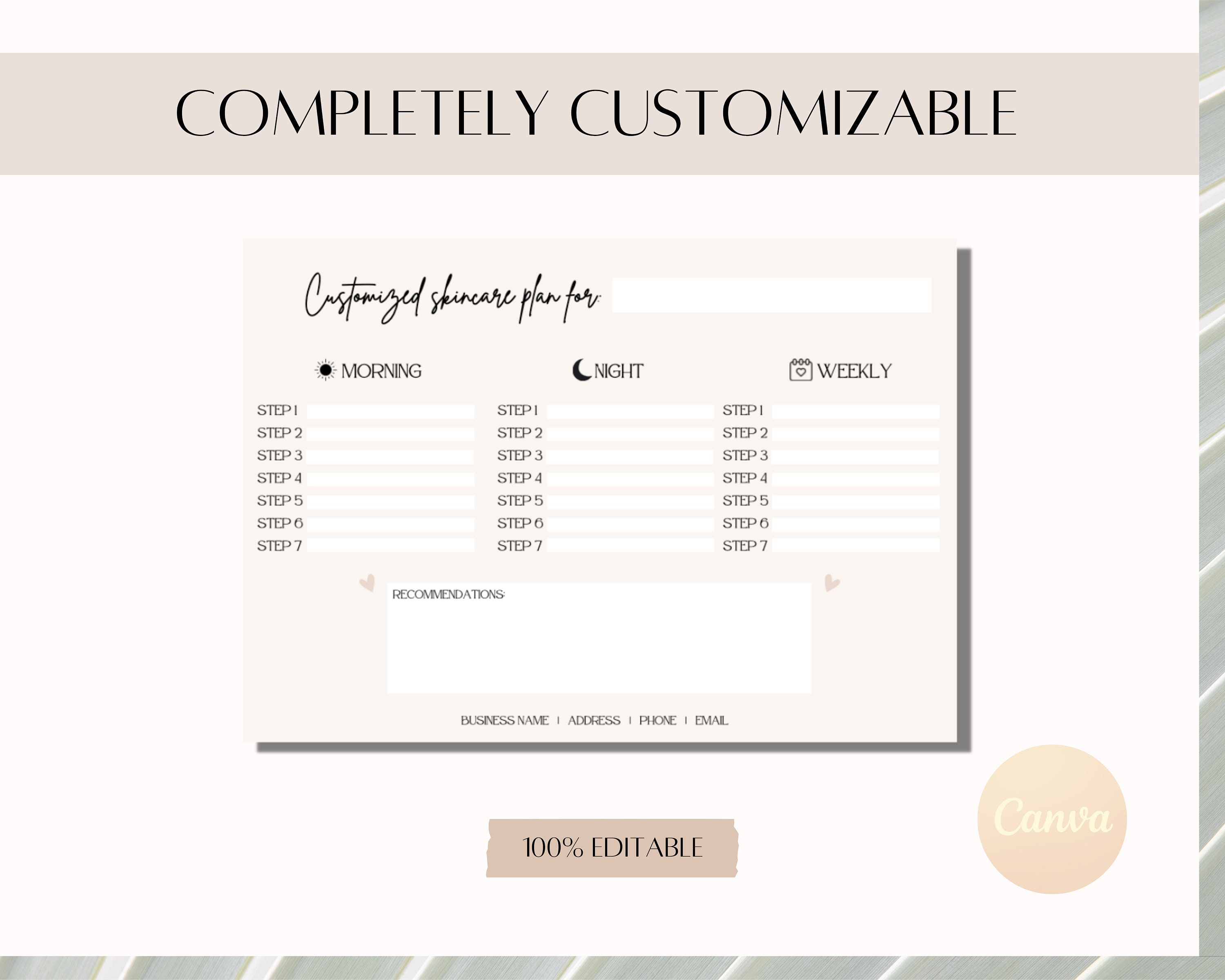 Editable Esthetician Template Skincare Routine Aftercare Card Edit in ...