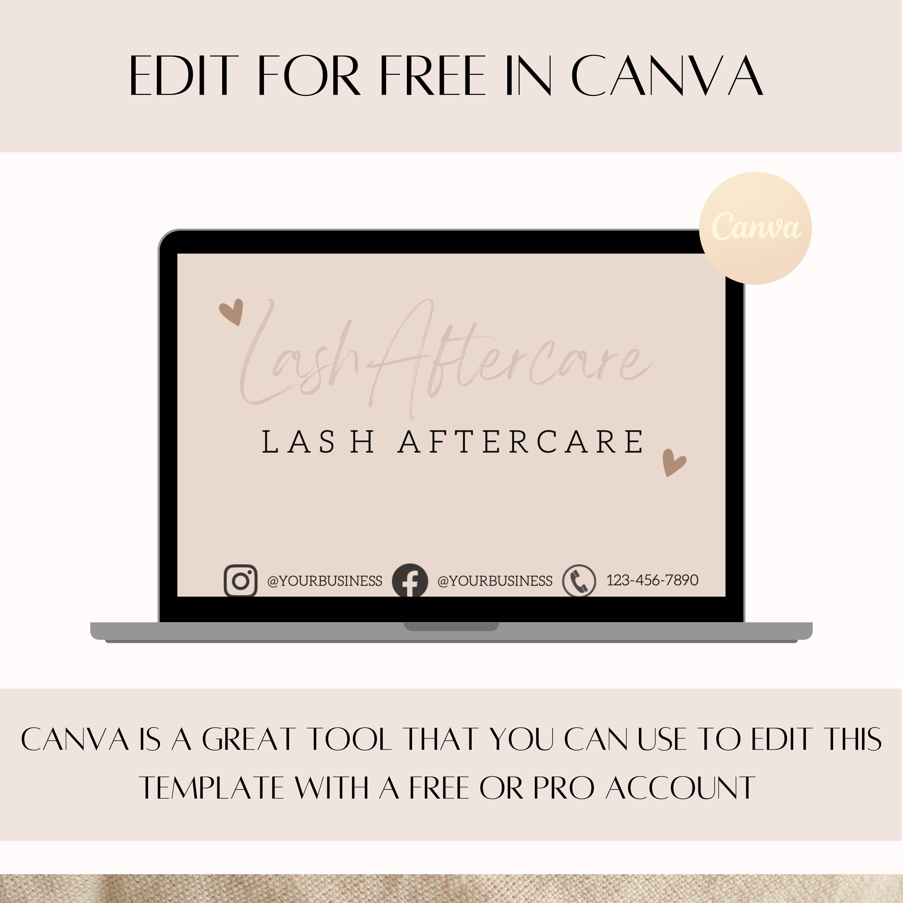 Editable Lash Aftercare Card Template, Canva Lash Card, Lash Extension Card, Printable Eyelash ...