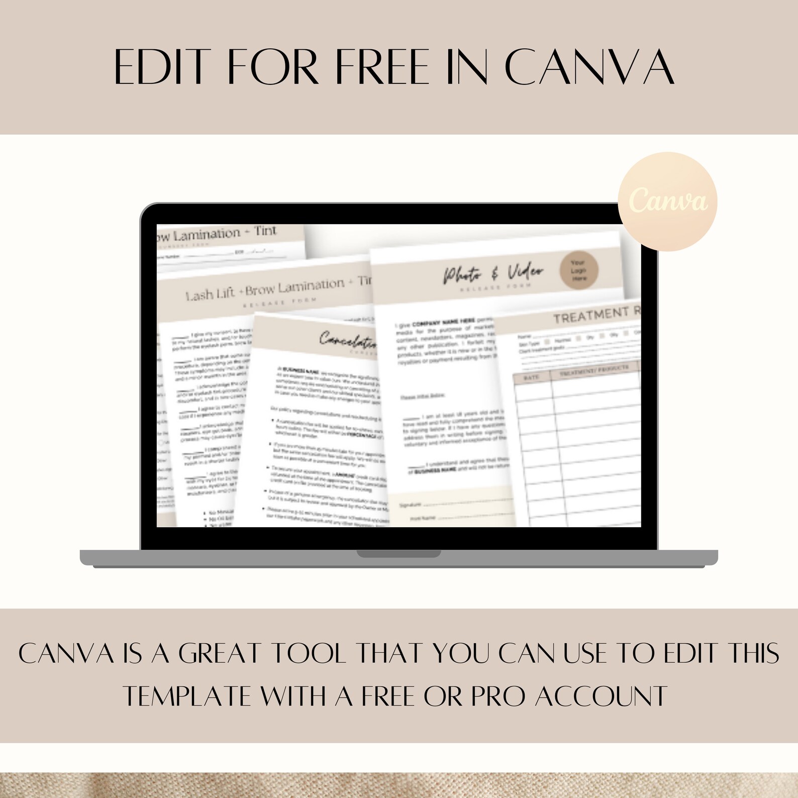 Editable and Printable Brow Lamination + Lash Lift + Tint Form,intake ...