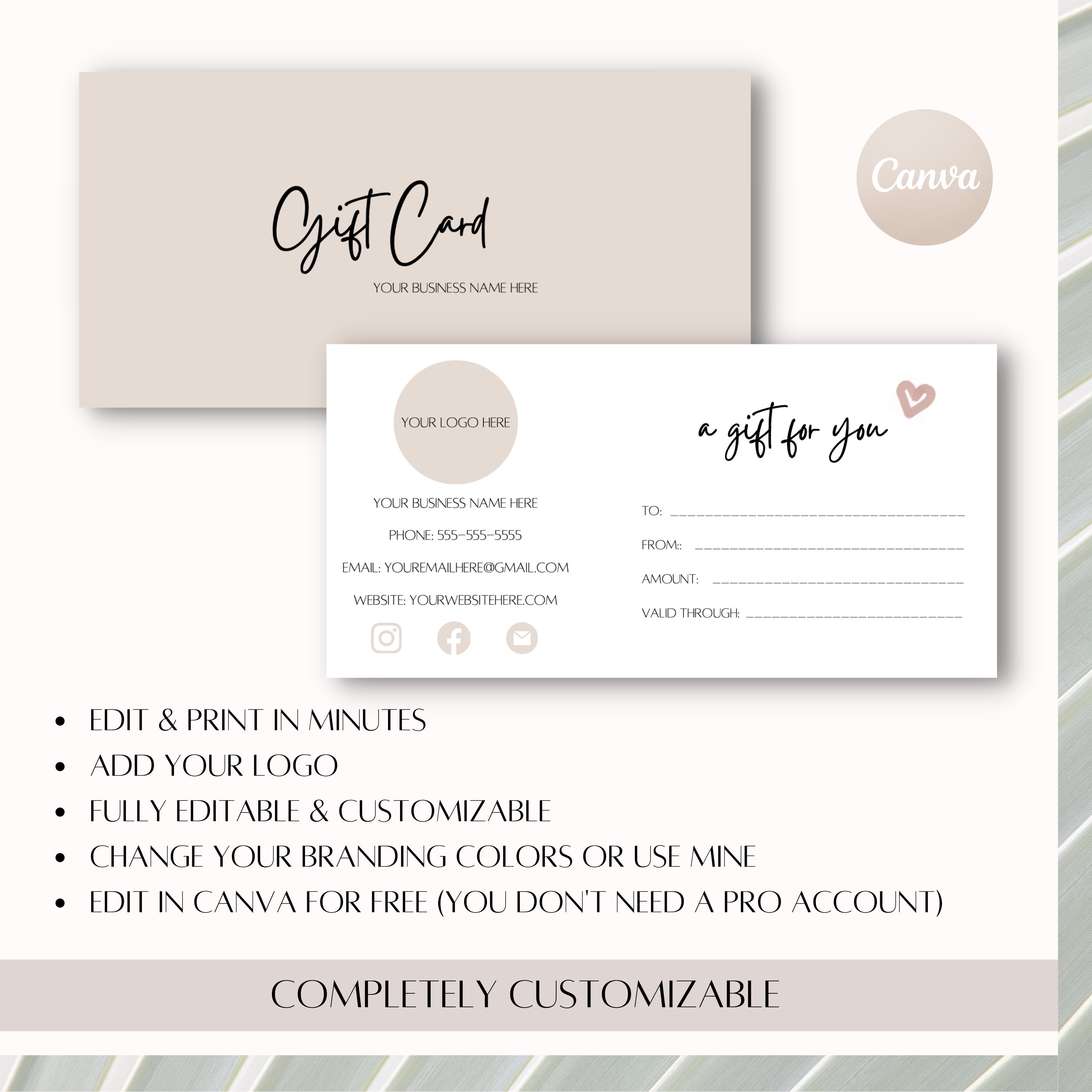 Editable Gift Certificate Template, Gift Voucher, Printable Gift ...