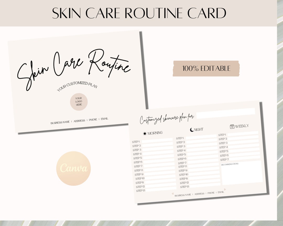 Editable Esthetician Template Skincare Routine Aftercare Card Edit in ...