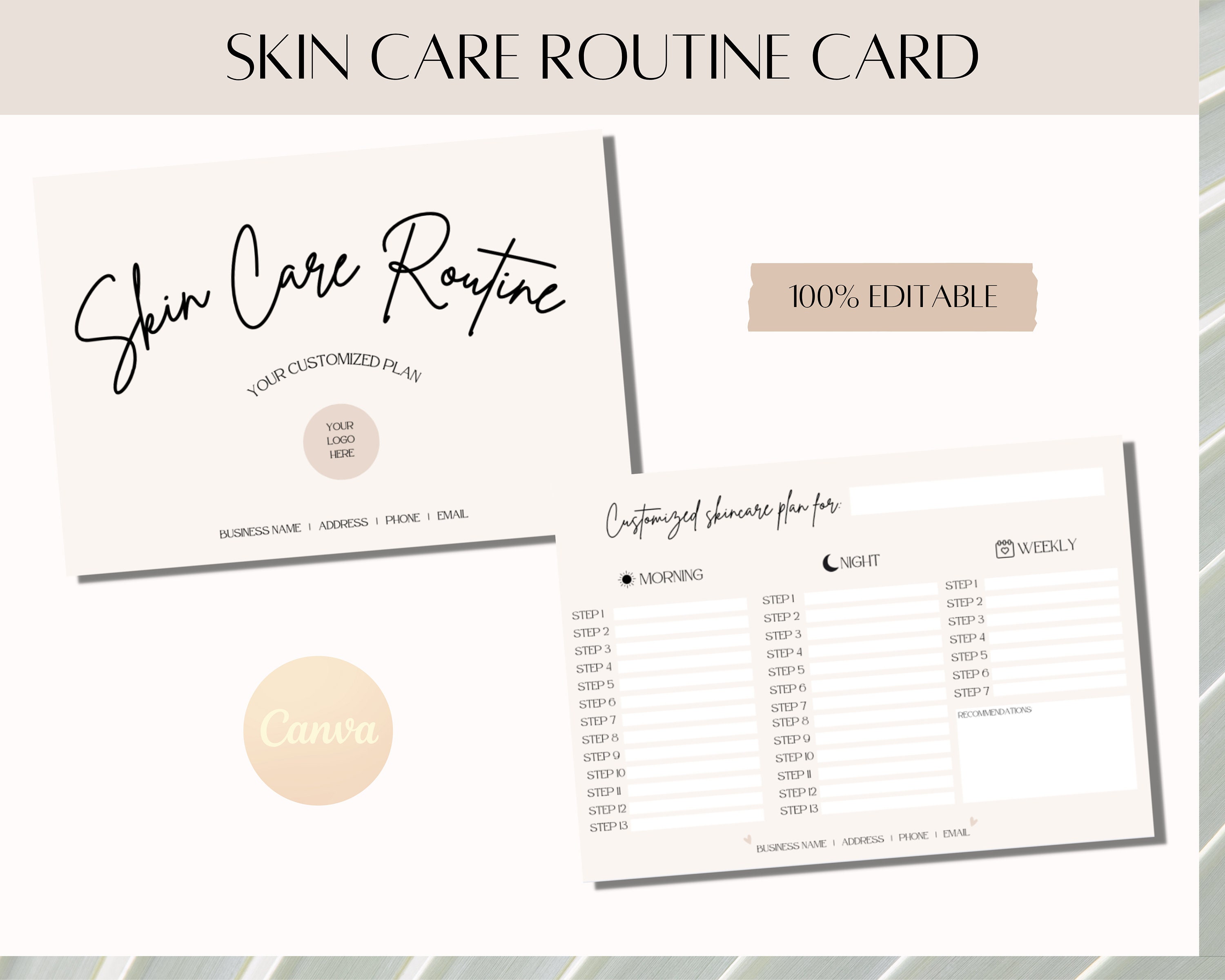 Editable Esthetician Template Skincare Routine Aftercare Card Edit in ...