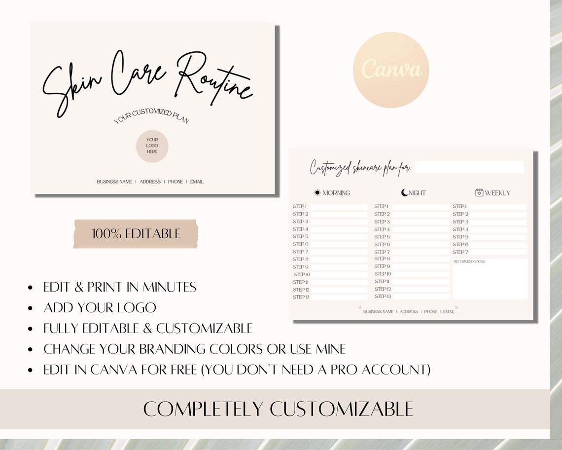 Editable Esthetician Template Skincare Routine Aftercare Card Edit in ...