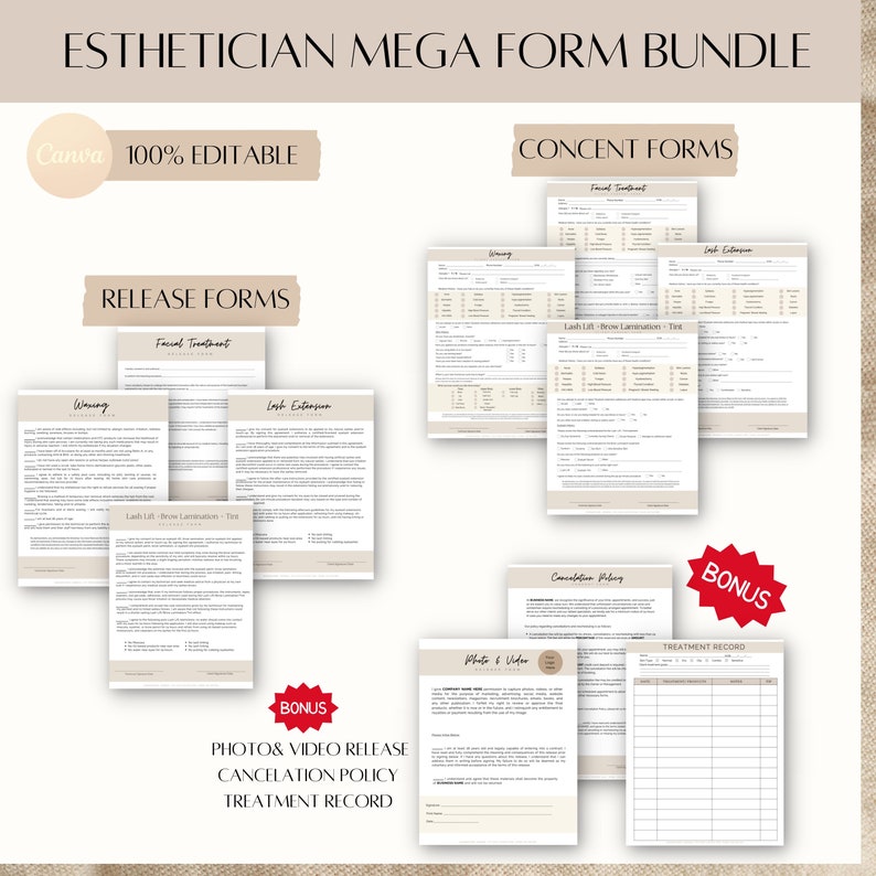 Editable Esthetician Mega Form Bundle,printable Skincare Consent Forms ...