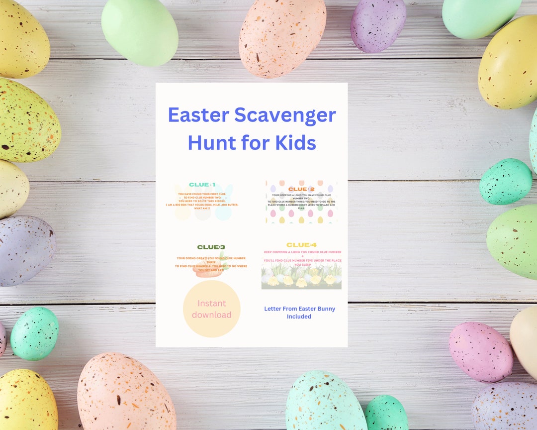 Easter Scavenger Hunt Printable Download - Indoor Treasure Hunt and ...