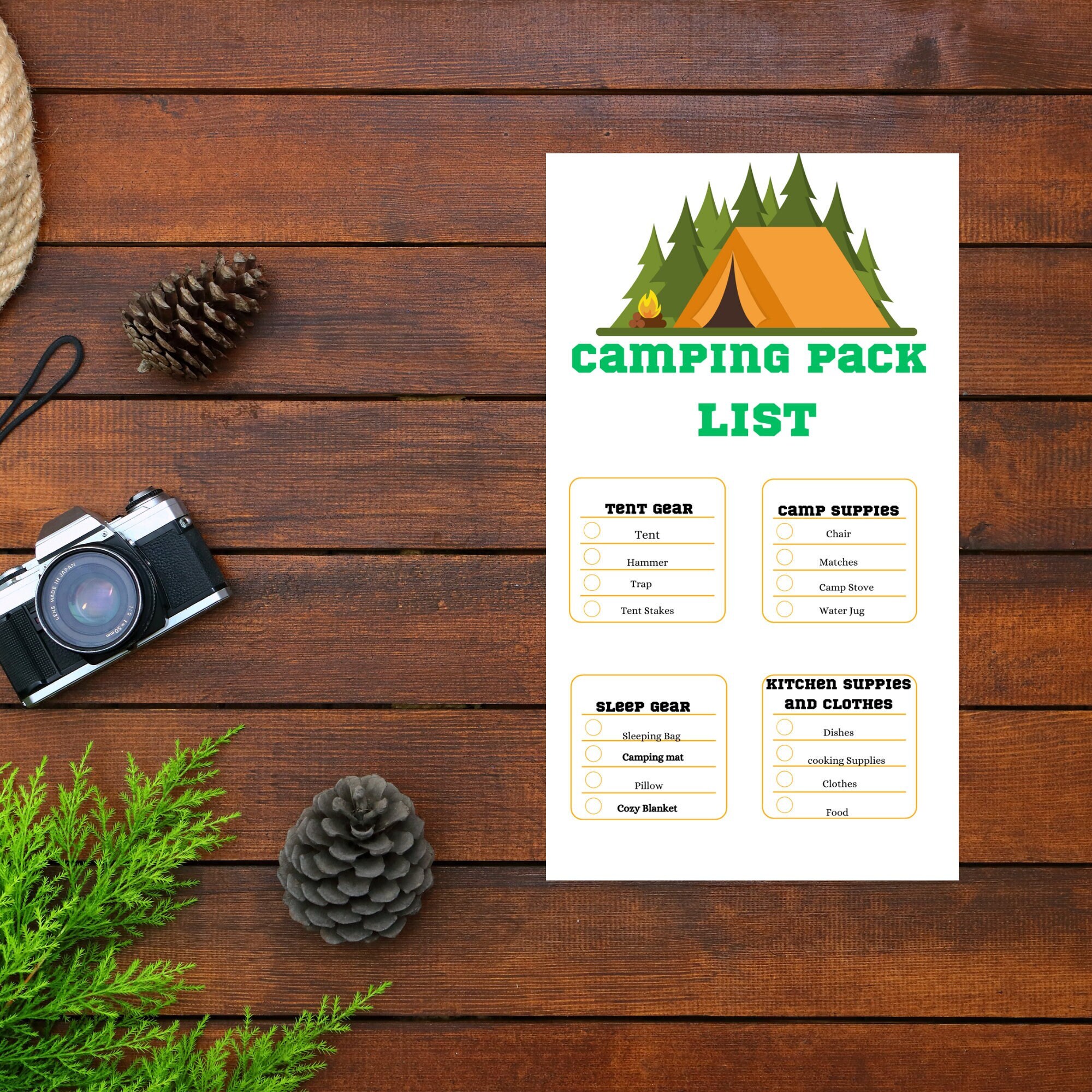 Printable Camp Packing List - Etsy