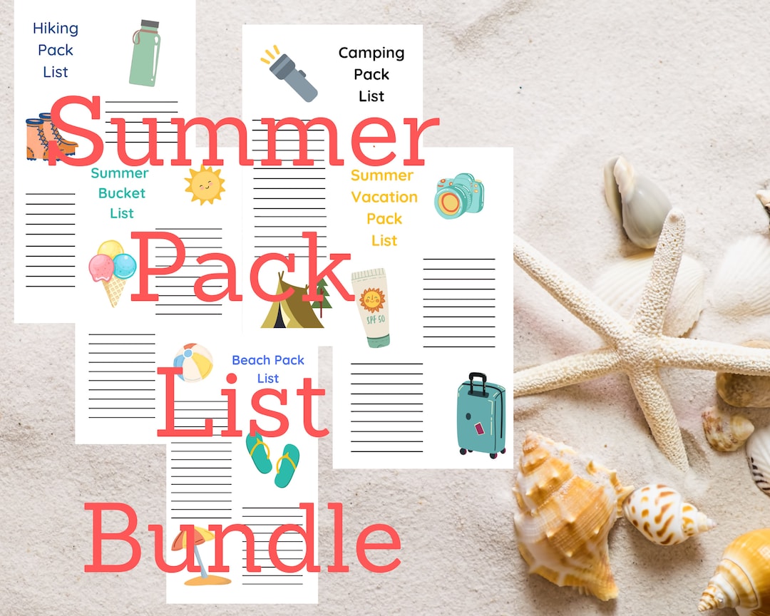 5 Summer Fun Digital Download Bundle to Do List/beach Pack List/camp ...
