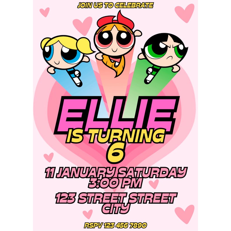 Birthday Invitation Powerpuff Girls Birthday Invitation - Etsy