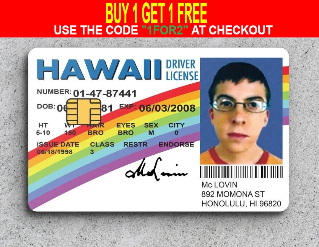 Mclovin Id Card Cover Credit & Debit Card Skin Cover - Etsy Hong Kong