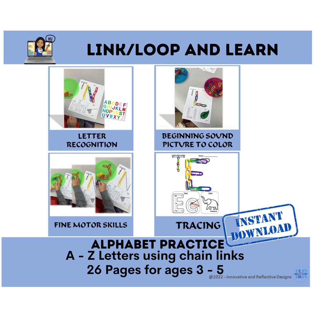 Chain Link Alphabet Worksheet: Fine Motor Skills, Letter Tracing (PDF ...