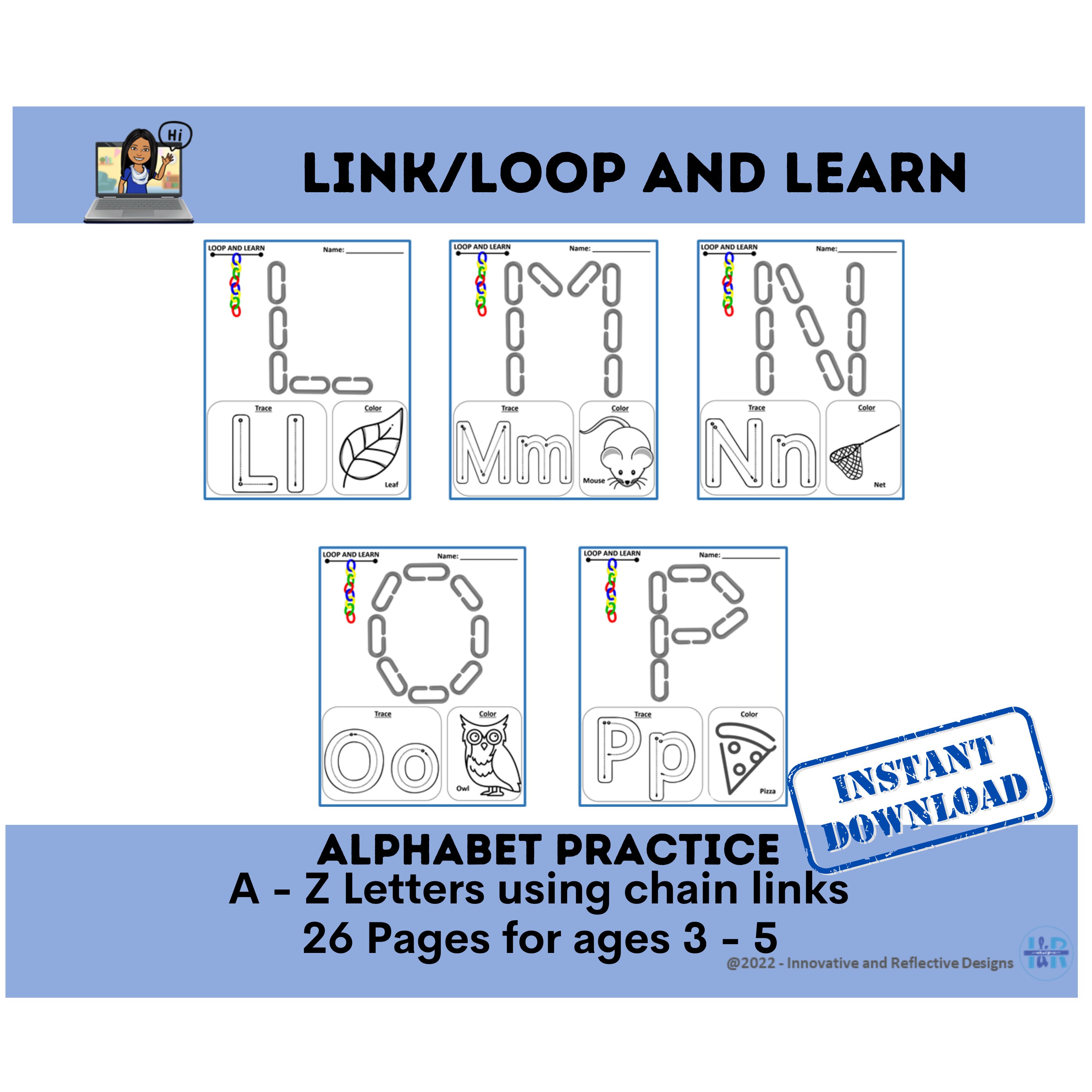 Chain Link Alphabet Worksheet: Fine Motor Skills, Letter Tracing (PDF ...