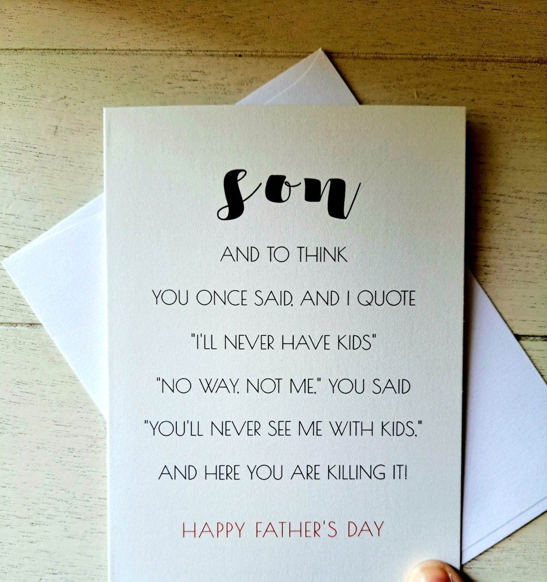 Son, Happy Father's Day Card, Envelope Included - Etsy